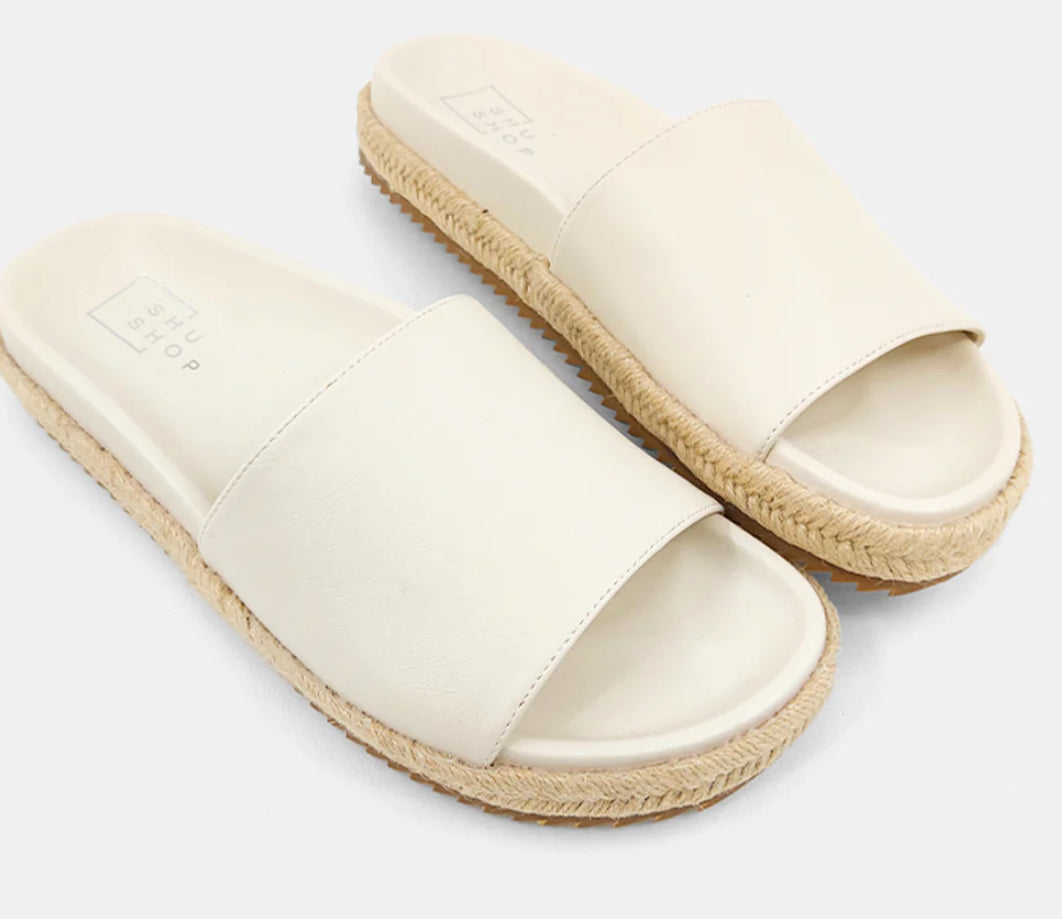 Bone Mesh Slide Sandals | Blush Boutique